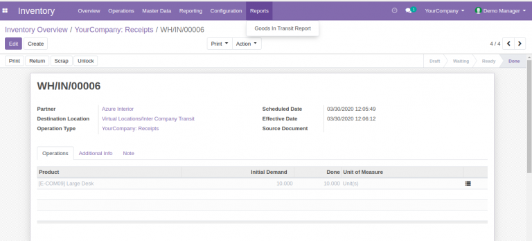 Goods In Transit Report Foss Infotech Open Source Implementation Company Odoo Erp Crm