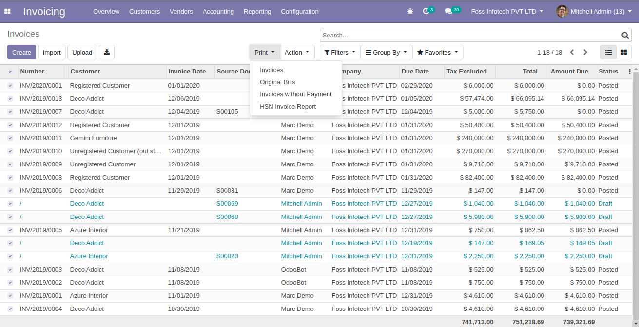 Hsn Invoice Report Foss Infotech Open Source Implementation Company Odoo Erp Crm Alfresco
